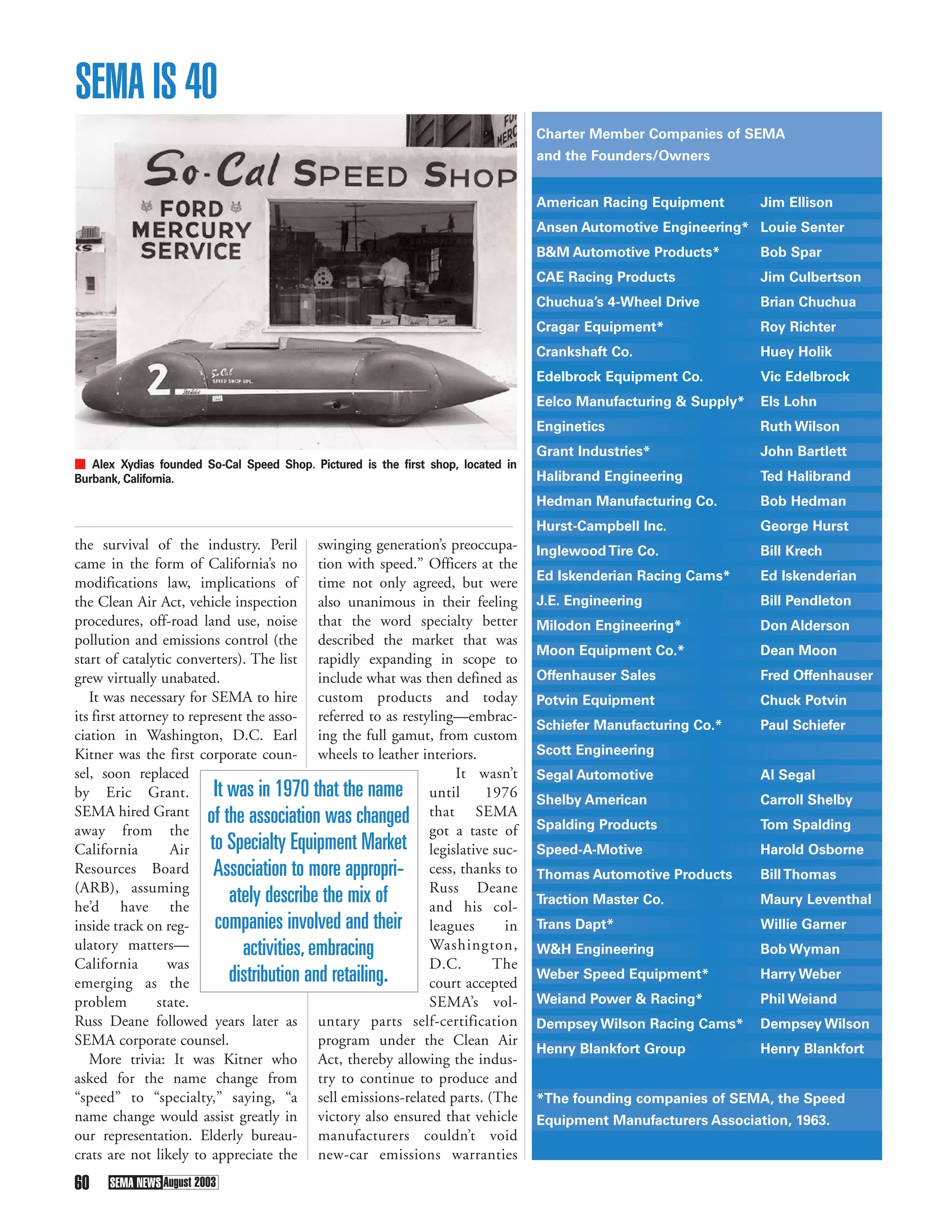 Sema History | PDF | Automotive Industry | Industries