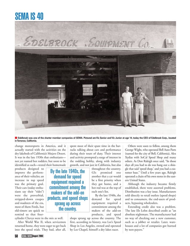 Sema History | PDF | Automotive Industry | Industries