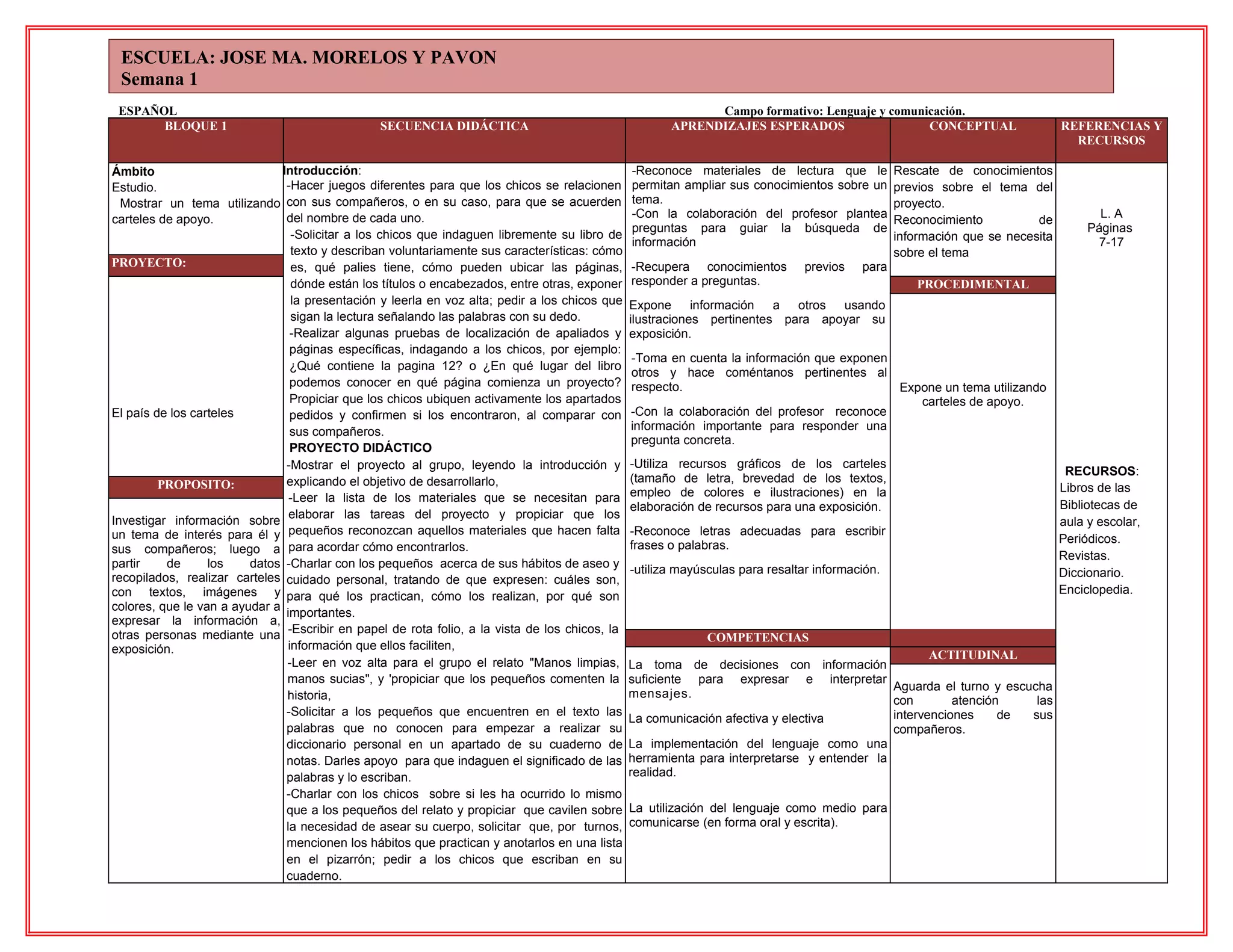 plan semanal de clase de segundo grado | DOC | Educational Assessment ...