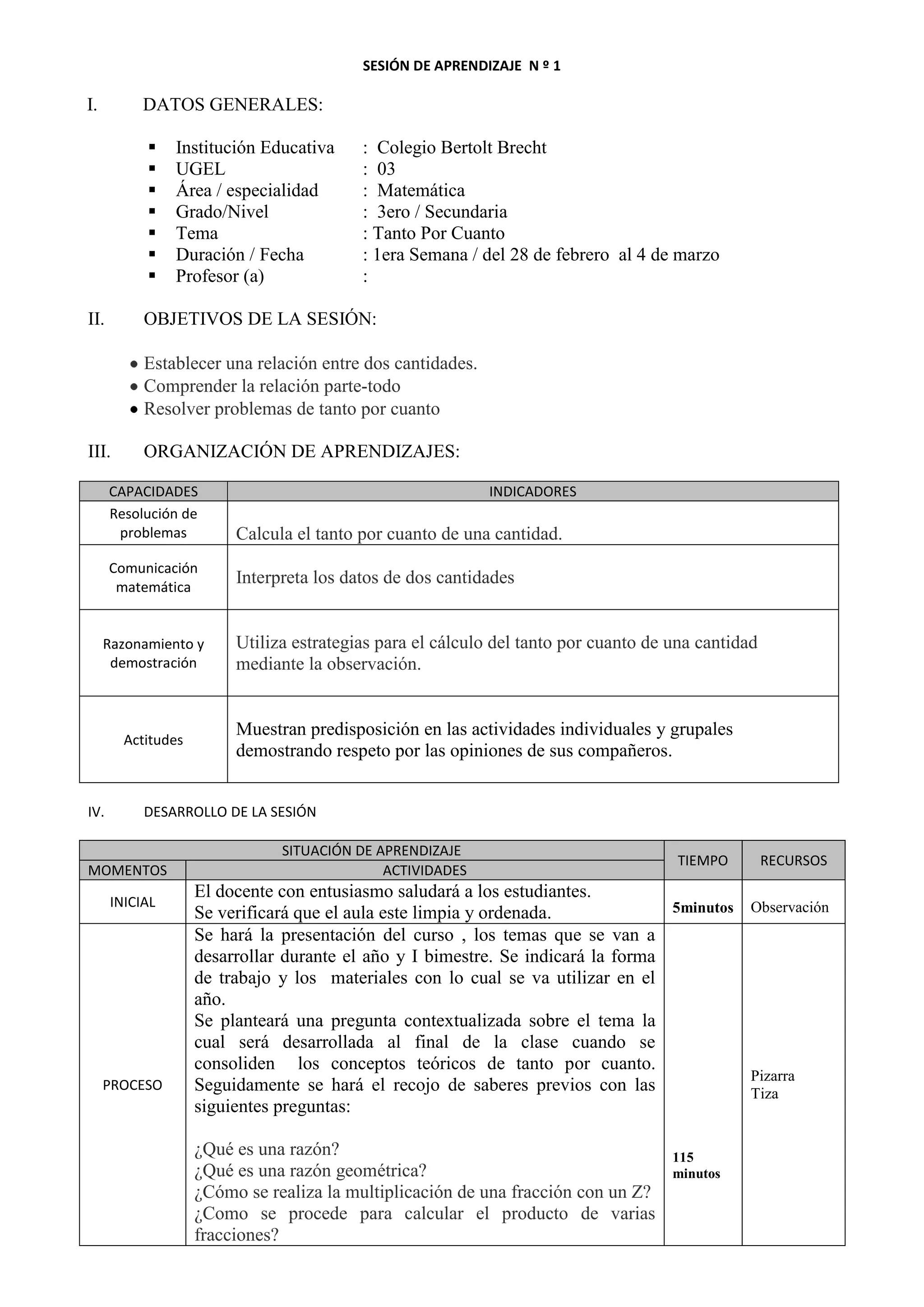Semana 1 3 er año - aritmetica | DOCX