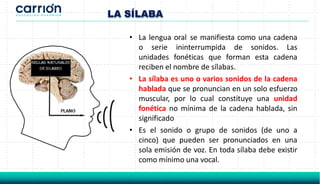 LA SILABA funciones y partes que la componen | PPTX