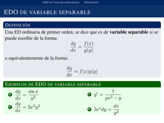 Ecuaciones de variable separable | PDF