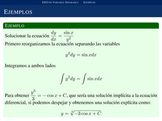Ecuaciones de variable separable | PDF