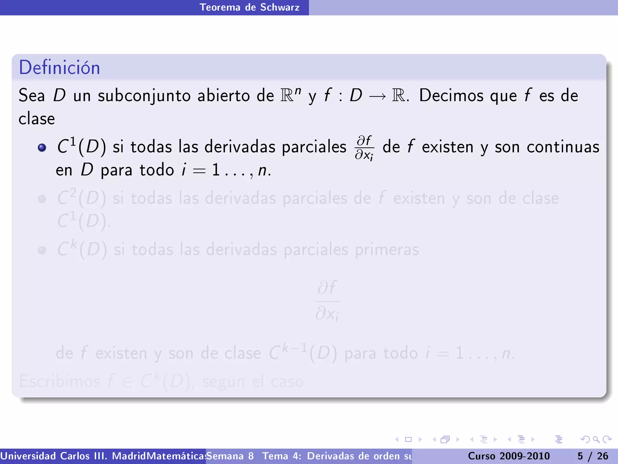 Derivadas de orden superior. Derivadas segundas. Matriz Hessiana ...