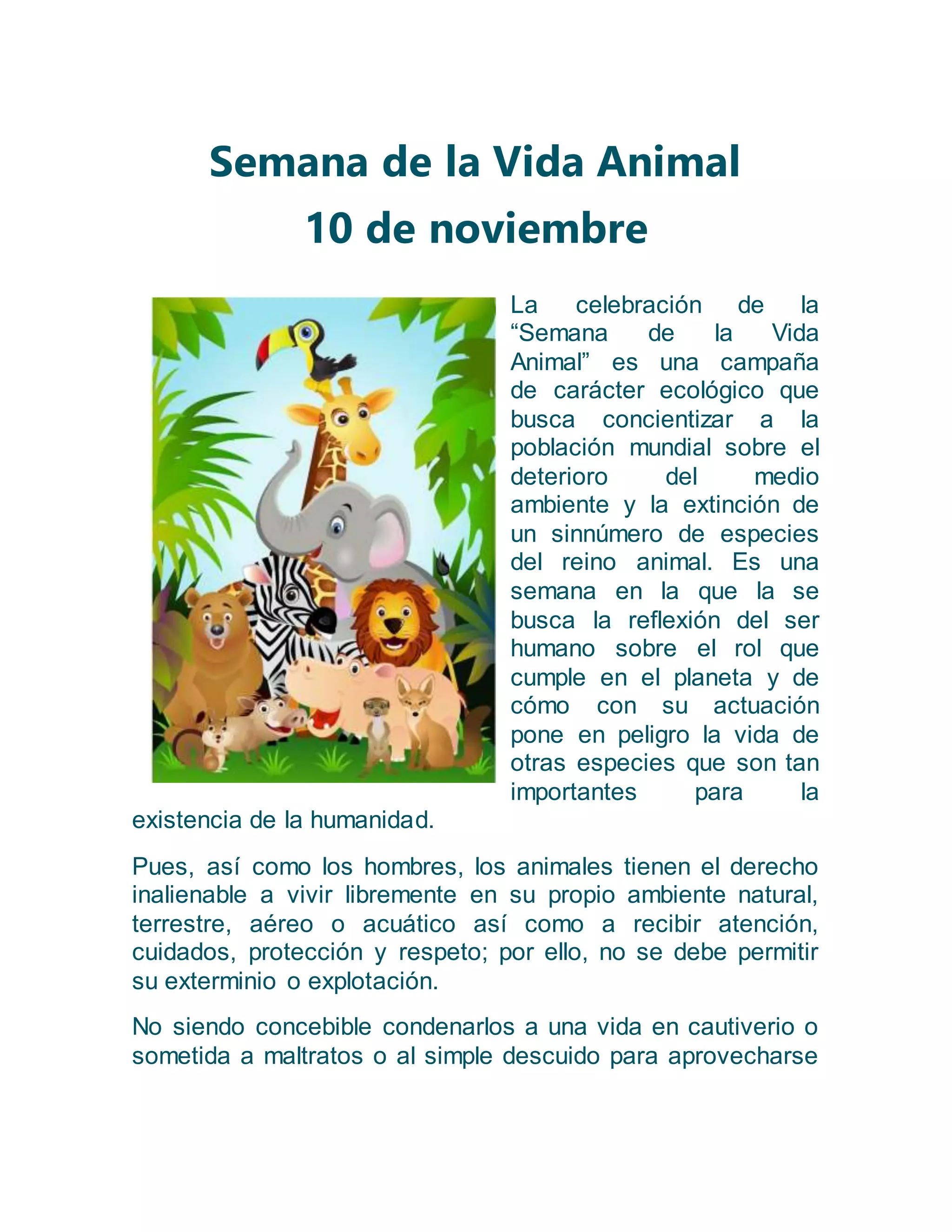 Semana de la vida animal | PDF
