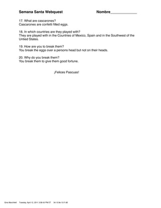 Semana santawebquest | PDF