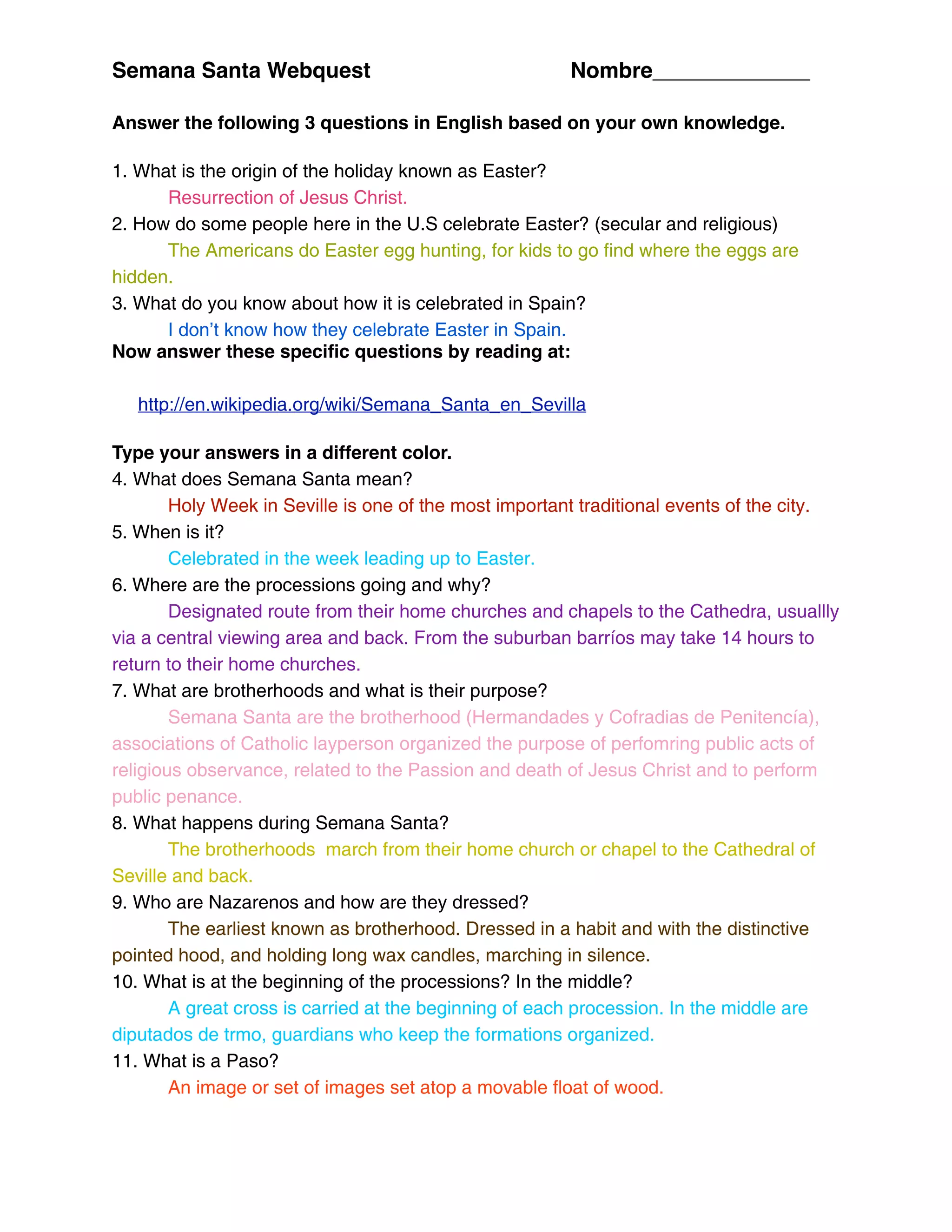 T6 Semana santa Webquest | PAGES