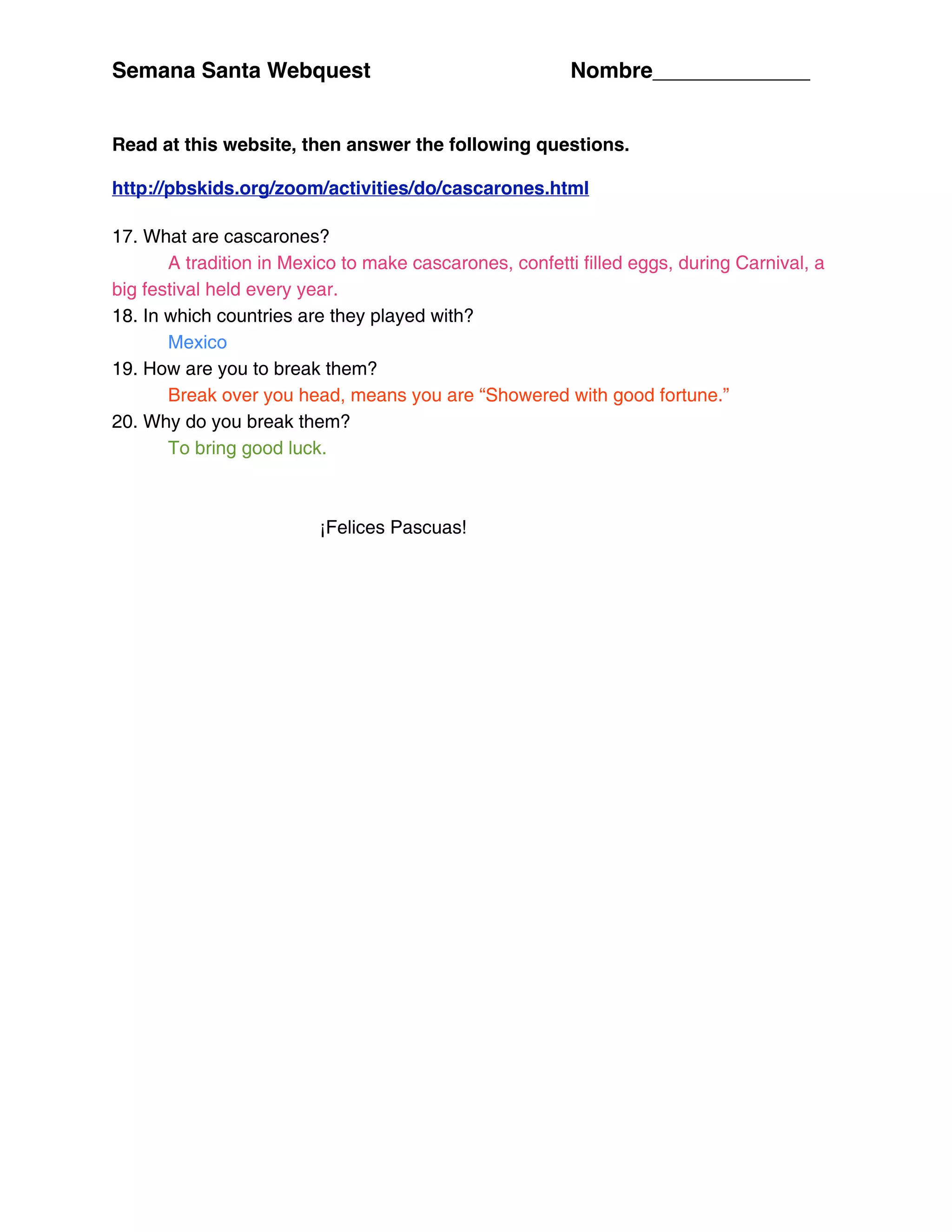 T6 Semana santa Webquest | PAGES
