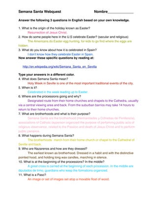 T6 Semana santa Webquest | PAGES | National & Civic Holidays | Holidays