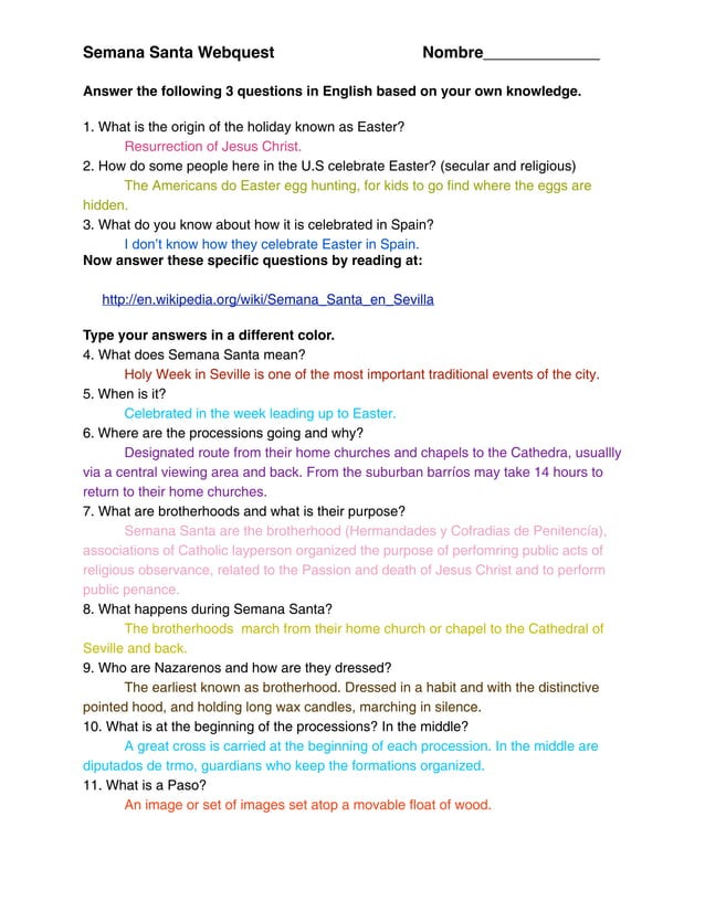 T6 Semana santa Webquest | PAGES | National & Civic Holidays | Holidays