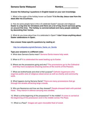 Semana santa webquest | PAGES