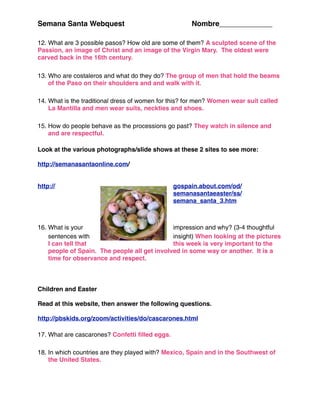 Semana santa webquest | PAGES
