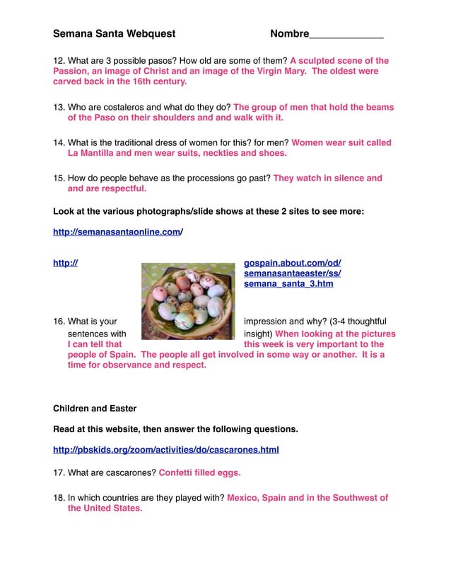 Semana santa webquest | PAGES