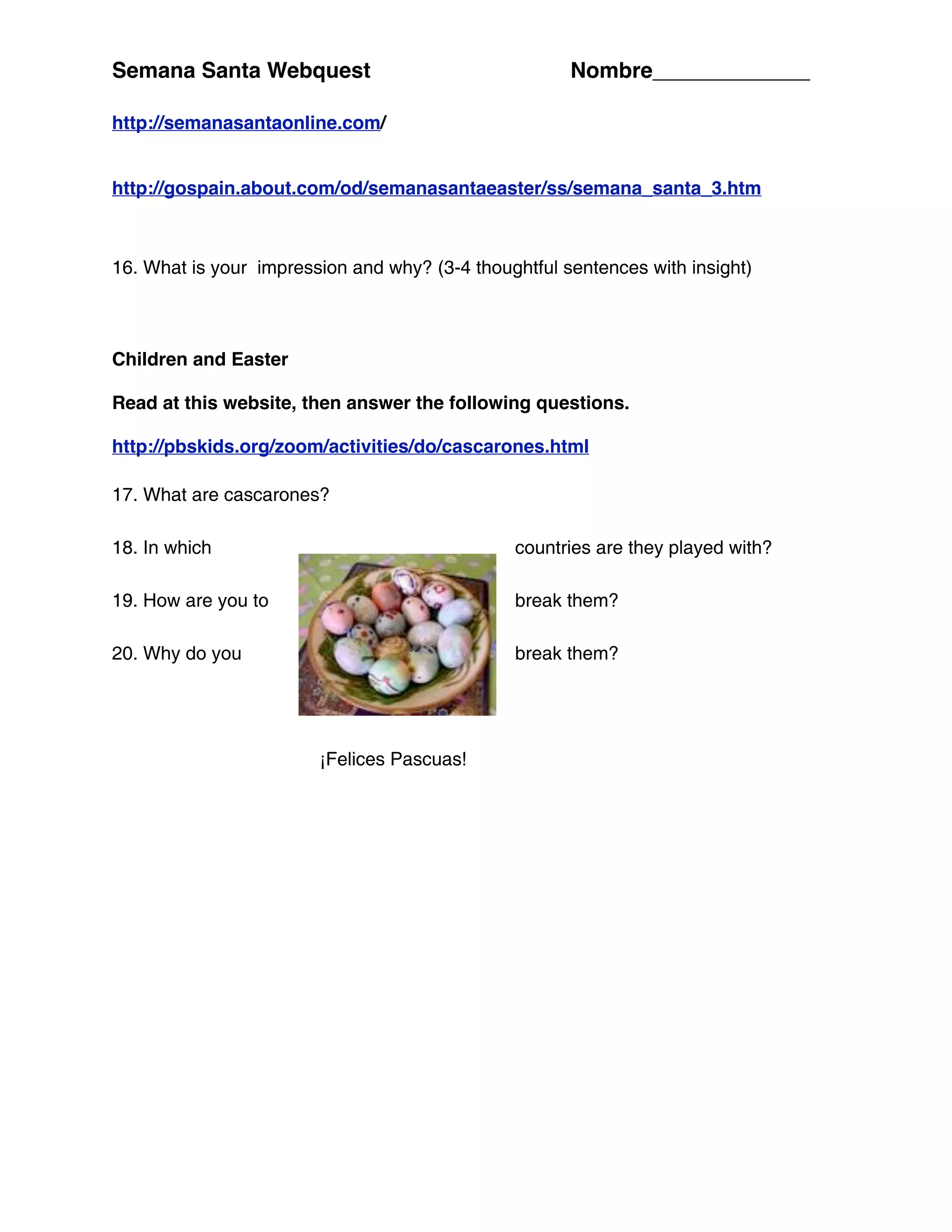 Semana santawebquest | PDF