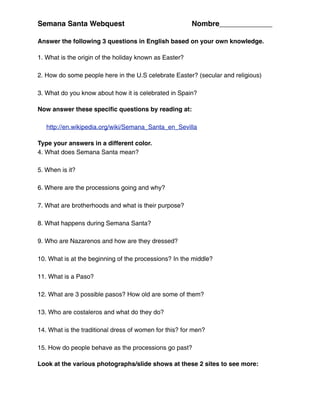 Semana santawebquest | PAGES | Christianity | Religion & Spirituality