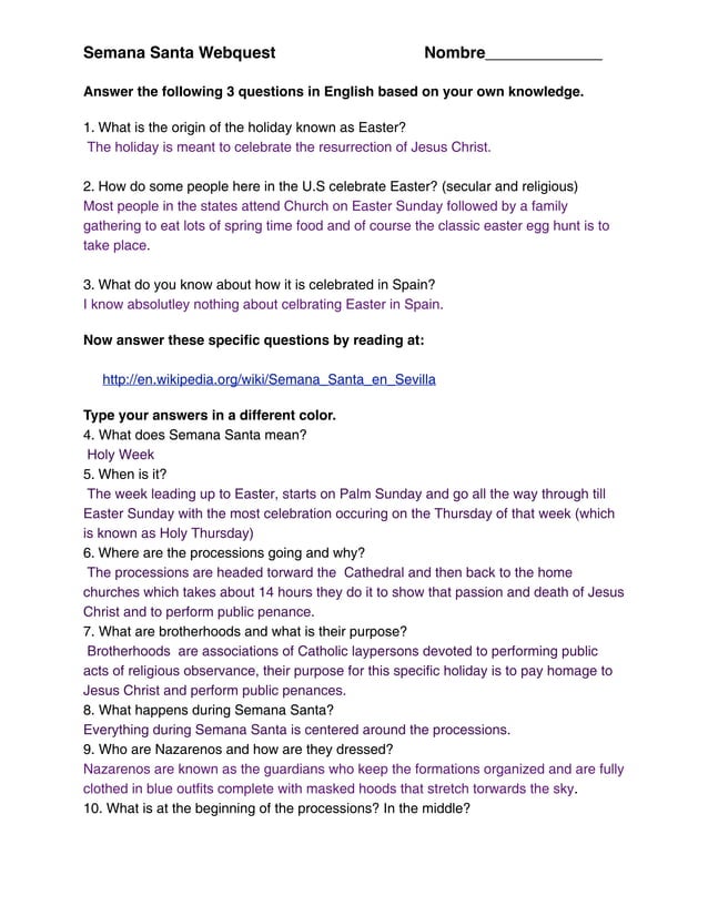 Semana santawebquest | PAGES | National & Civic Holidays | Holidays