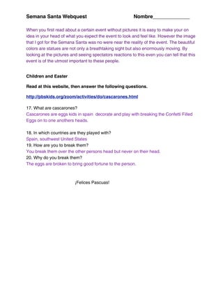 Semana santawebquest | PAGES | National & Civic Holidays | Holidays