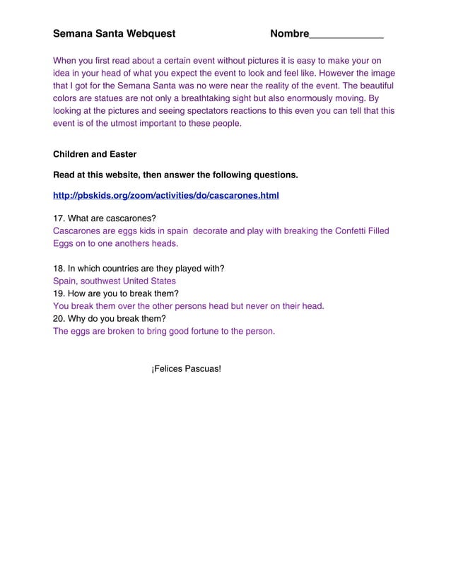 Semana santawebquest | PAGES | National & Civic Holidays | Holidays