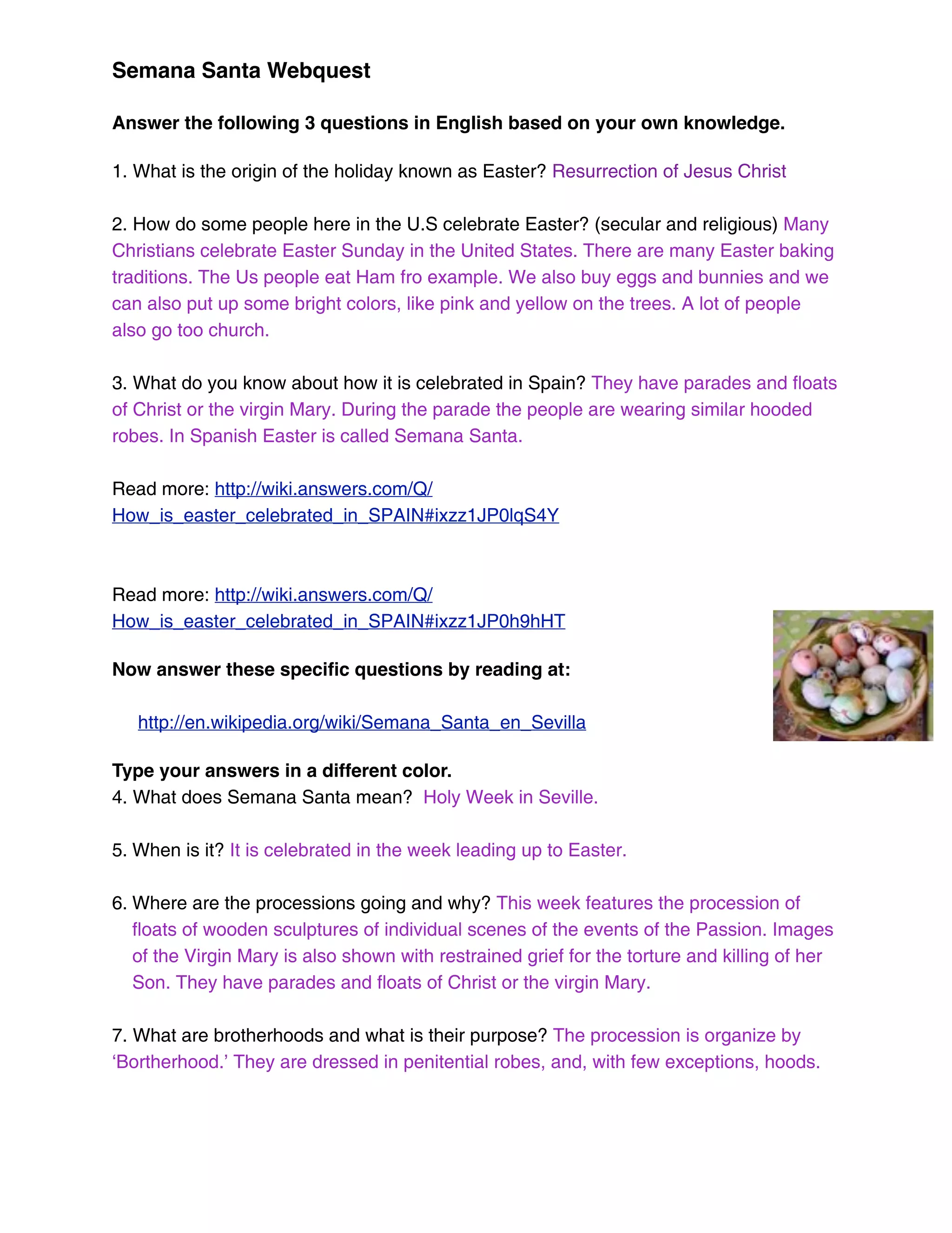 Semana santawebquest | PDF