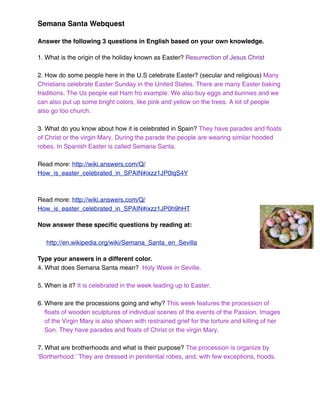 Semana santawebquest | PDF