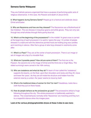 Semana santawebquest | PDF