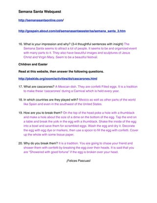 Semana santawebquest | PDF