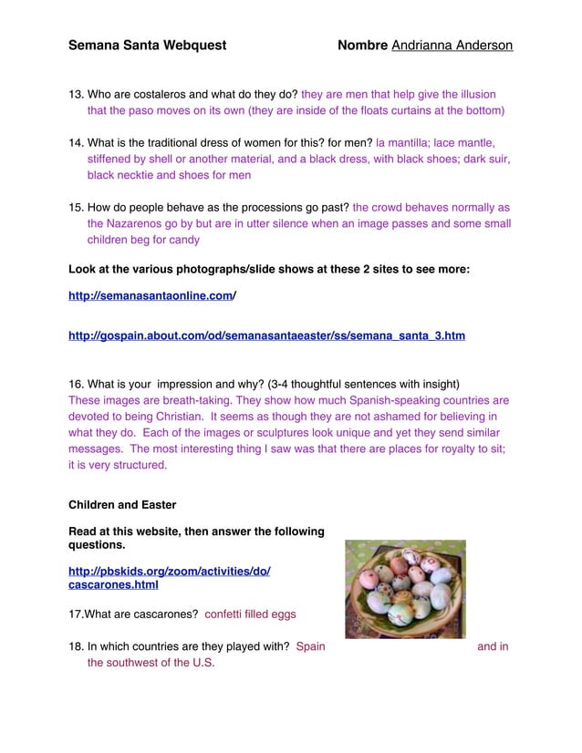 Semana Santa Webquest | PAGES