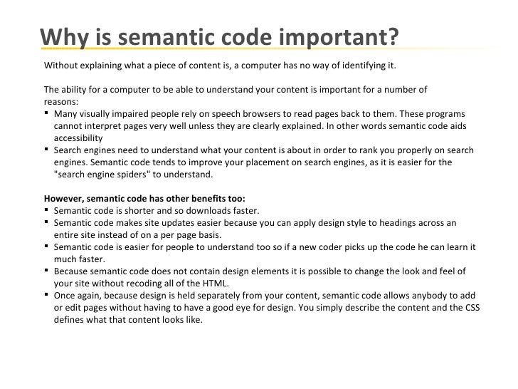 Semantically Correct And Standards Compliance Html