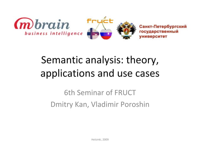 Semantic Analysis: theory, applications and use cases | PDF