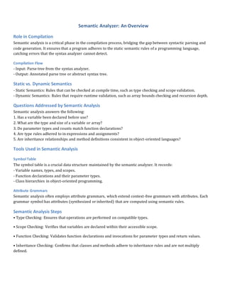 report summarizing semantic analyzer phase | PDF