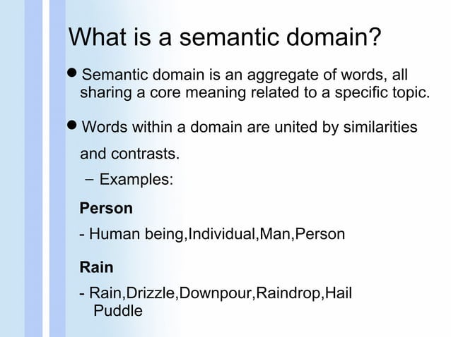 Semantic domain.ppt reyna | PPT