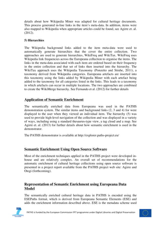 Semantic Enrichment of Cultural Heritage content in PATHS | PDF