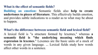 Semantic Field-A topic of Semantics.pptx | Science
