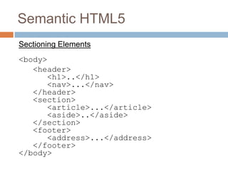 Semantic HTML5 and Microdata | PPTX | Web Design and HTML | Internet