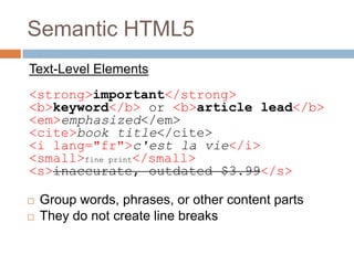 Semantic HTML5 and Microdata | PPTX | Web Design and HTML | Internet