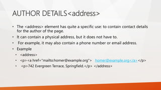 Semantic markup language | PPTX | Web Design and HTML | Internet