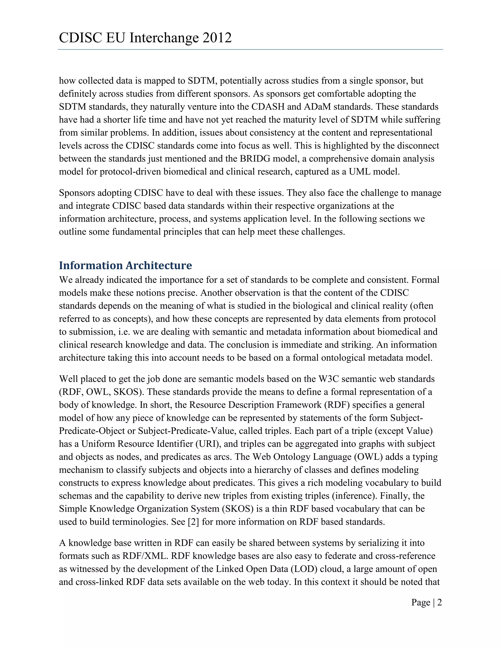 Semantic models for cdisc based standards and metadata management (1) | PDF