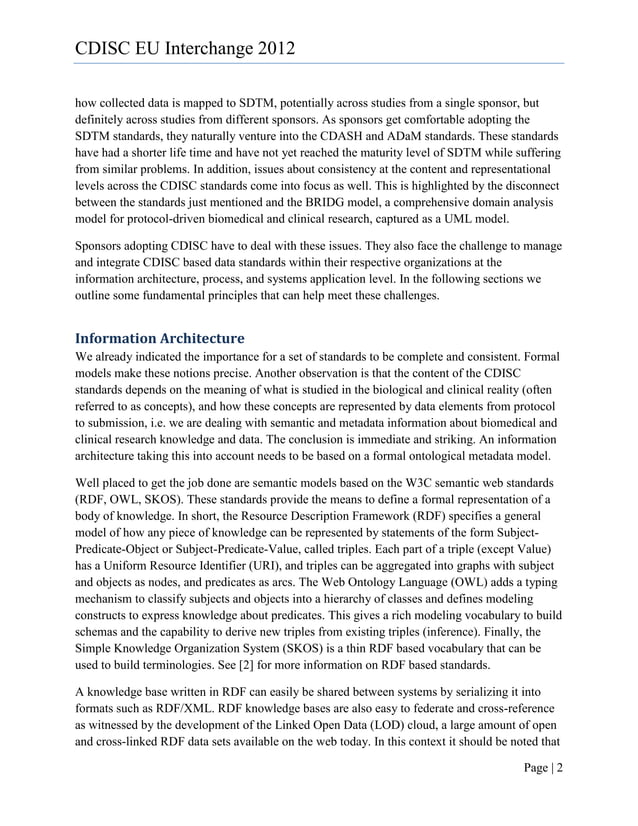 Semantic models for cdisc based standards and metadata management (1) | PDF