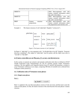 SEMANTIC PARSING OF SIMPLE SENTENCES IN UNIFICATION-BASED VIETNAMESE GRAMMAR | PDF