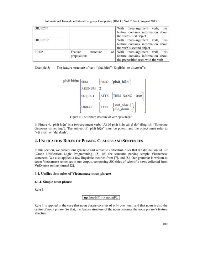 SEMANTIC PARSING OF SIMPLE SENTENCES IN UNIFICATION-BASED VIETNAMESE GRAMMAR | PDF