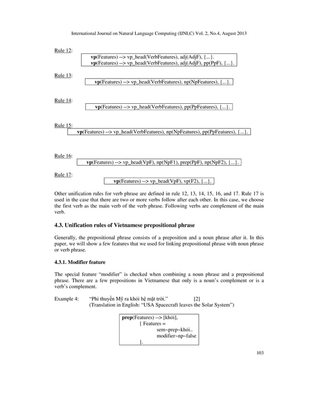 SEMANTIC PARSING OF SIMPLE SENTENCES IN UNIFICATION-BASED VIETNAMESE GRAMMAR | PDF