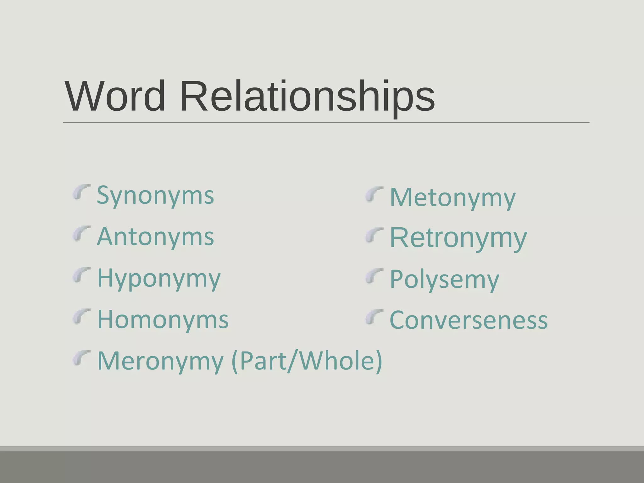 Semantic relation among words | PPT