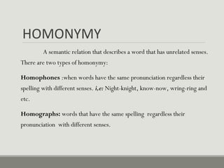Semantic relation among words | PPT