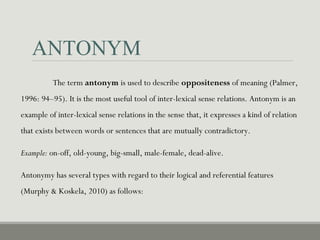 Semantic relation among words | PPT