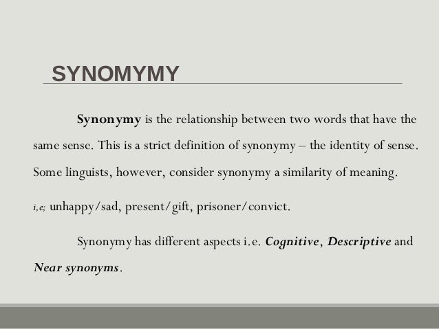 Semantics Synonym