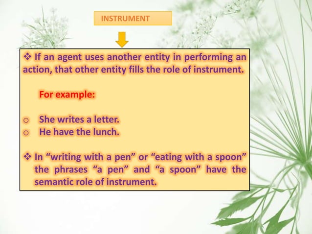 Semantic roles and semantic features | PPTX