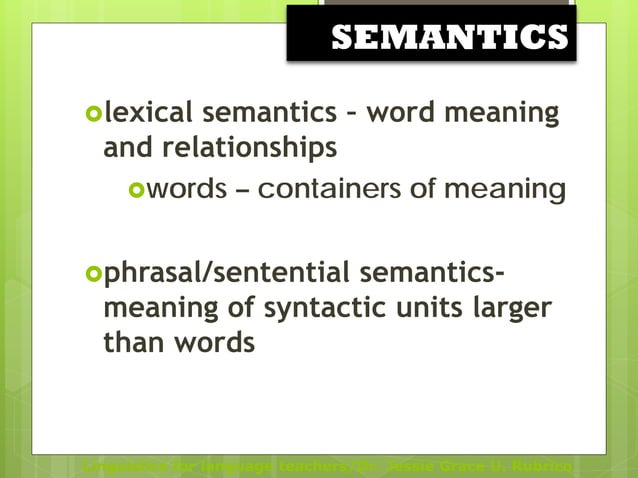 Semantics: Meanings of Language | PPT
