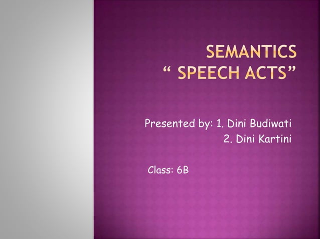 Semantics "Speech Act" | PPTX
