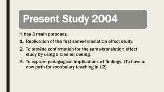Semantic Transfer & L2 Vocabulary Acquisition | PPTX | Education
