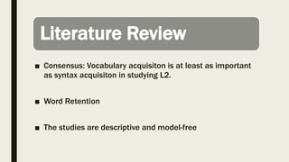 Semantic Transfer & L2 Vocabulary Acquisition | PPTX | Education